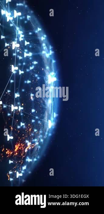 earth globe with team animated icon, concept of global networking ...