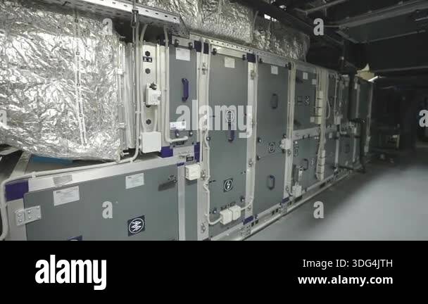 Large HVAC ventilation system in a buildings technical room Stock Video ...