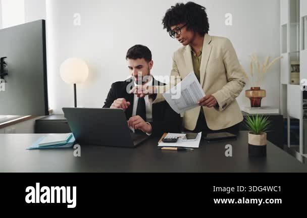 African American female business woman working at finance company ...