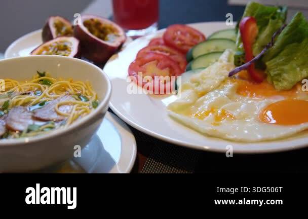 Instant Rice Noodles Bowl. Chinese Ramen Soup. Cooked Rice Instant ...