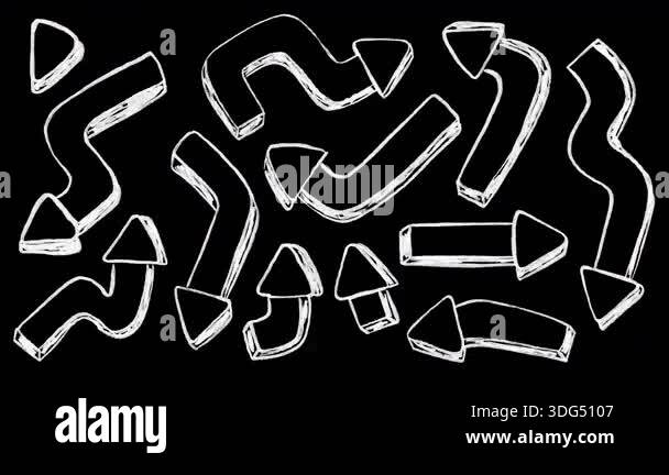 Creative bold hand-drawn arrows with a pencil texture. Comic scribble ...