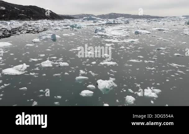 Low flight rises gradually, exposing vast quantities of ice fragments ...
