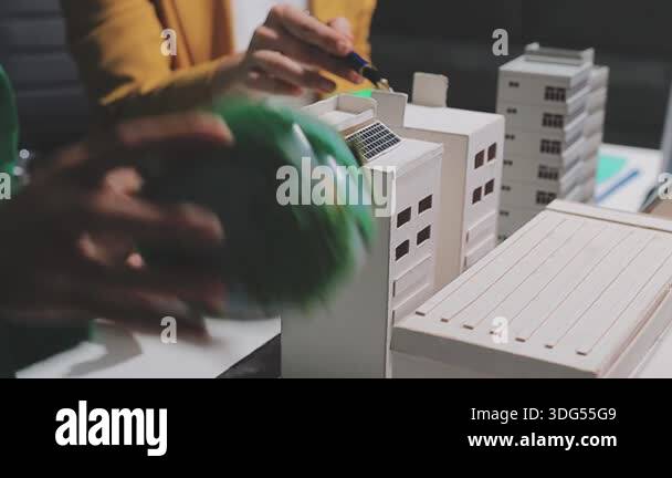 Business person meeting on solar cell panel technology. Business People ...