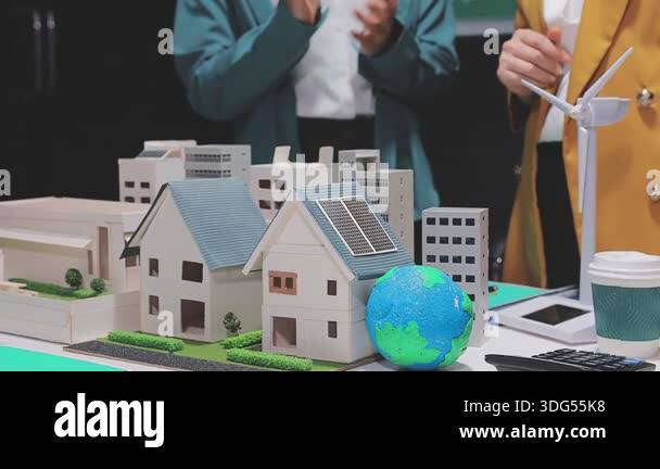 Business person meeting on solar cell panel technology. Business People ...