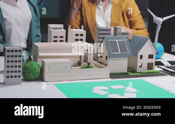 Business person meeting on solar cell panel technology. Business People ...