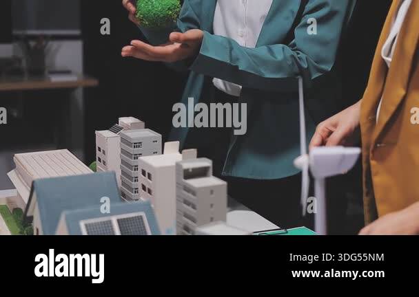 Business person meeting on solar cell panel technology. Business People ...