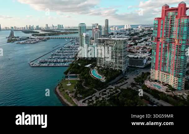 Docked luxurious yacht boat. Miami luxury marina. Summer vacation. 4k ...