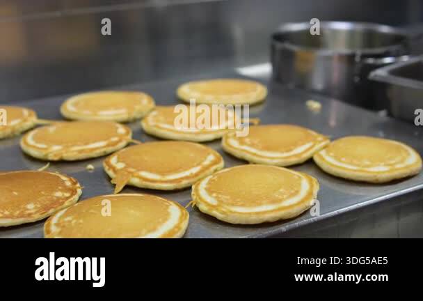 Pancakes are fried in a pan. Cooking pancakes. High quality 4k footage ...
