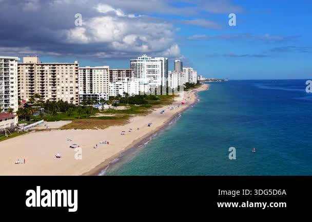 Aerial footage Pompano Beach Florida condominiums Stock Video Footage ...