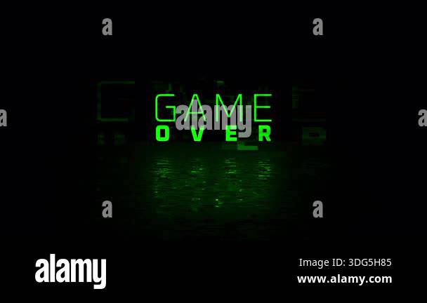 Game Over With Green Glowing Pixels Text Animation, Glitch Title Video ...