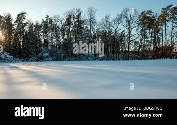 Idyllic winter landscape timelapse. 4k snowy landscape. High quality 4k ...