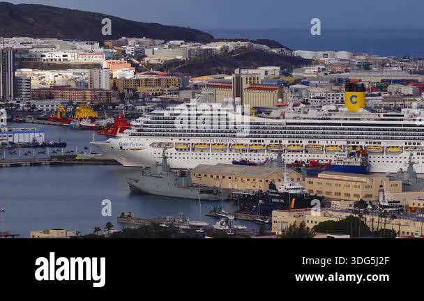Aerial view of Puerto de la Luz, Gran Canaria, with Costa Fortuna and ...