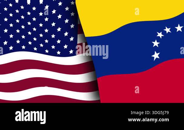 Animation of Venezuela and USA. A dramatic depiction of conflict or ...