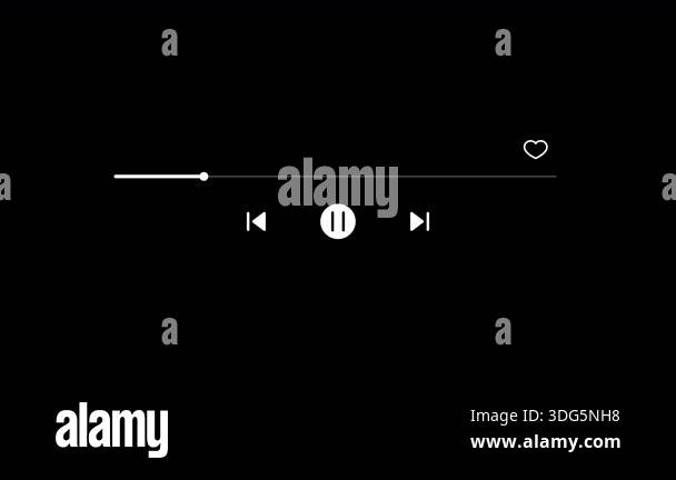 Overlay music player UI with progress bar, skip and pause buttons ...