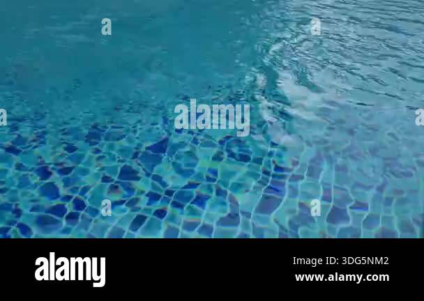 Footage of clean blue swimming pool water with gentle ripples and ...