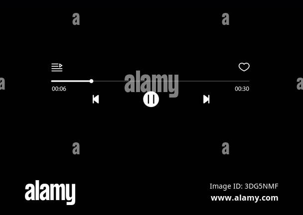 Modern music player UI overlay with progress bar, playlist and heart ...