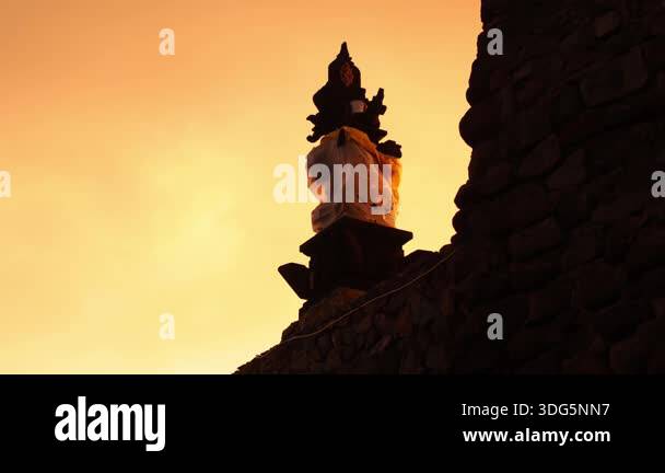 Old Stone Building Silhouette at Sunset with Natural Light and Copy ...
