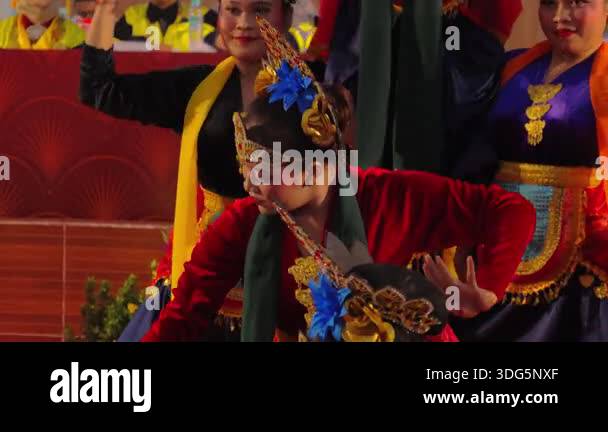 Traditional dance performance on stage in Mataram, Indonesia, 16 August ...