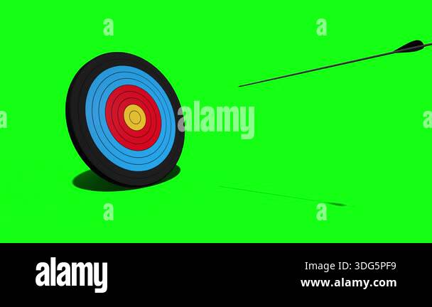 Archery target with three arrows hitting the middle - 3D rendering with ...