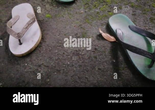 Kediri, East Java, Indonesia, 01-05-2026: Three pairs of flip-flops ...