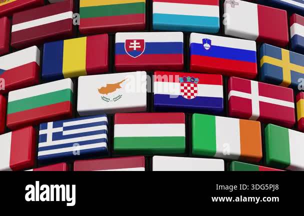 European flags moving in the background - 4K 3D rendering Stock Video ...