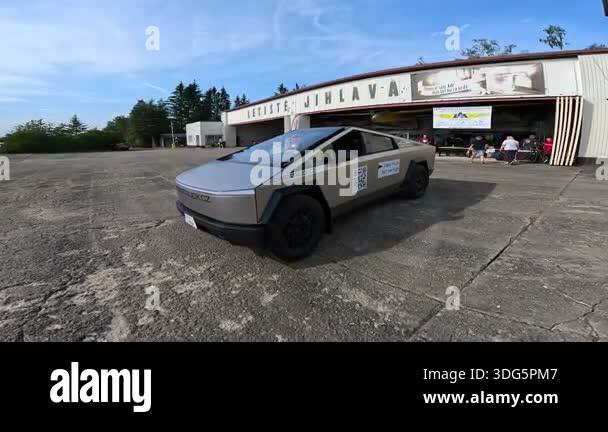 Tesla Cybertruck on an airport in Jihlava Bohemia,one of the first ...