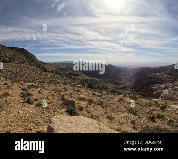 Wadi Rum Desert Jordan. The red desert and Jabal Al Qattar mountain ...