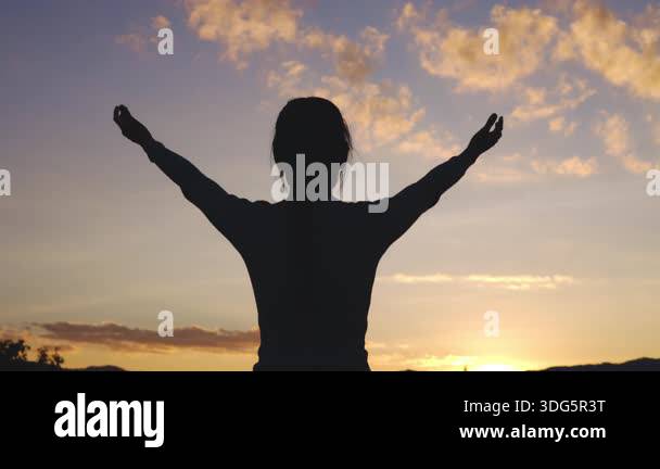 Video 4k Slow motion, woman Praying hands with faith in religion and ...