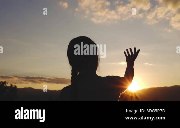 Video 4k Slow motion, woman Praying hands with faith in religion and ...