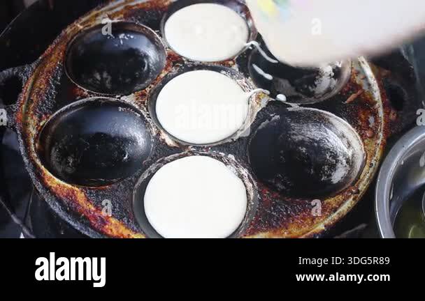 cooking pancake on pan Stock Video Footage - Alamy