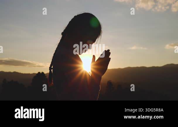 Video 4k Slow motion, woman Praying hands with faith in religion and ...