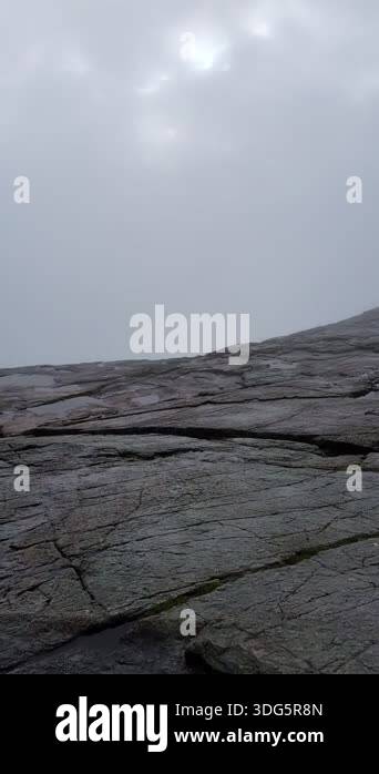 A dense, uniform layer of thick grey mist or heavy fog completely fills ...