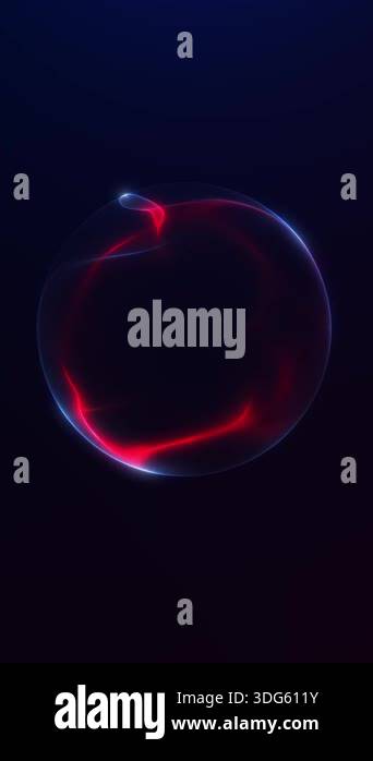 Vertical red and blue neon glowing orb with smooth flowing light energy ...