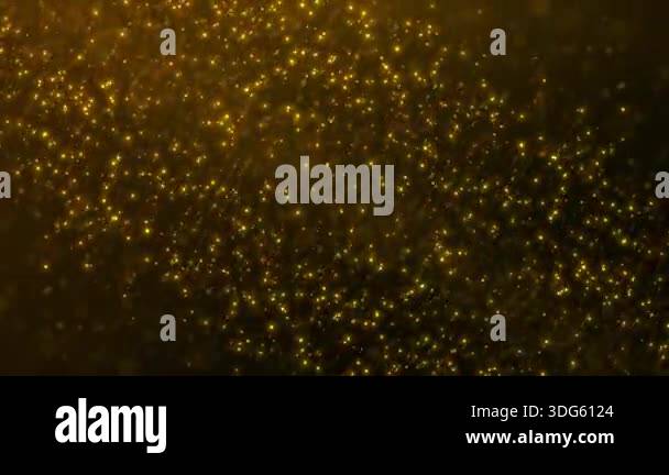 Golden energy particles flowing in a dark space, luxury glowing field ...