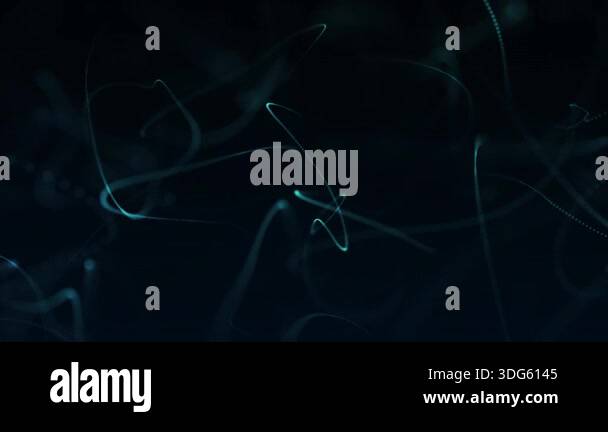Abstract blue particle strings and flowing digital energy lines forming ...