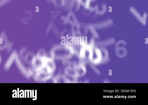 Dynamic purple background with floating white numbers and symbols Stock ...