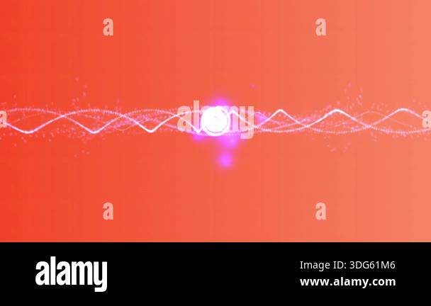 Vibrant digital waveform with glowing orb on orange background Stock ...