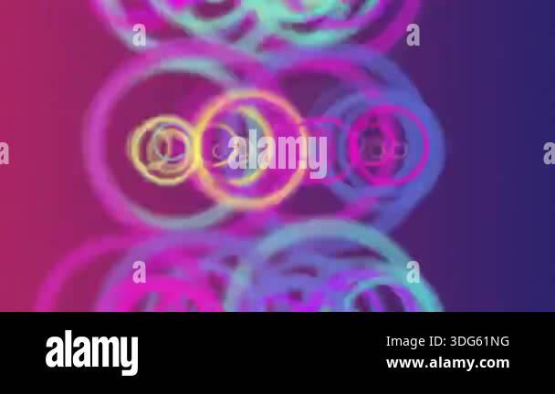Vibrant neon circles dance in colorful gradient background Stock Video ...