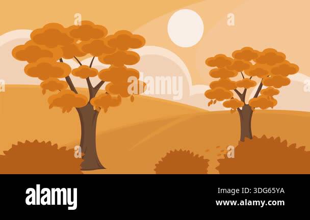 serene autumn landscaped cartoon animation backgrounds video . Fall ...