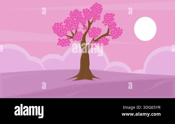 Cherry Blossom Tree landscaped cartoon animation backgrounds video ...
