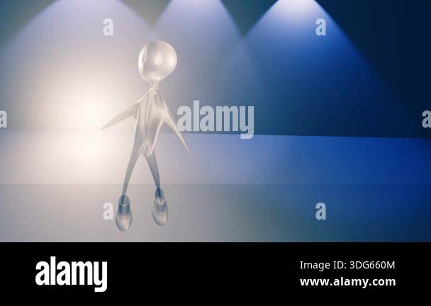 Cute alien in bright blue lights background 4k animation Stock Video ...