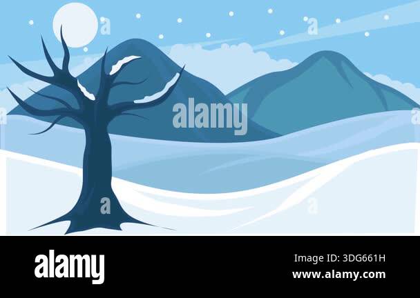 serene winter landscaped cartoon animation backgrounds video . Snowy ...
