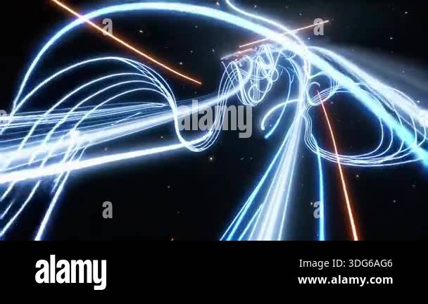 Abstract Light Trails Data Transfer Retro Pop Sci-Fi Space Light Blue ...
