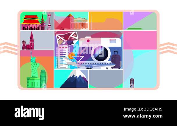 Famous world Travel monuments, symbols and destinations with air ...