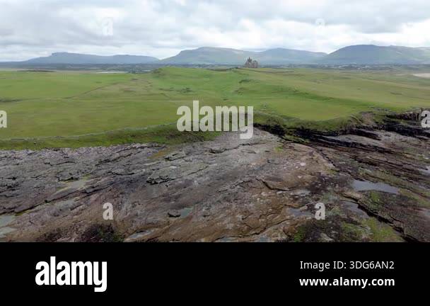 Aerial view of Classiebawn Castle on County Sligo, Ireland Stock Video ...