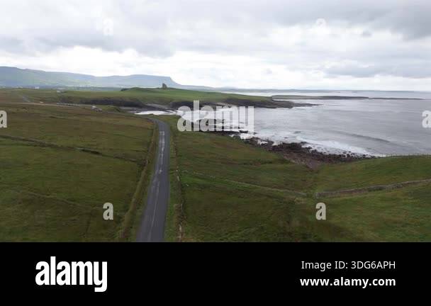 Aerial view of Classiebawn Castle on County Sligo, Ireland Stock Video ...