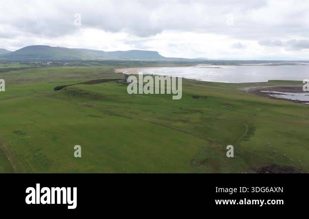 Aerial view of Classiebawn Castle on County Sligo, Ireland Stock Video ...