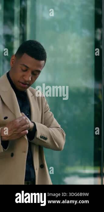 Cool rich African American business man walk city outdoors office ...