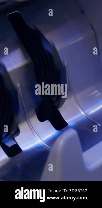 Close up of Cash Counting Machine Processing Banknotes of 100 Dollars ...