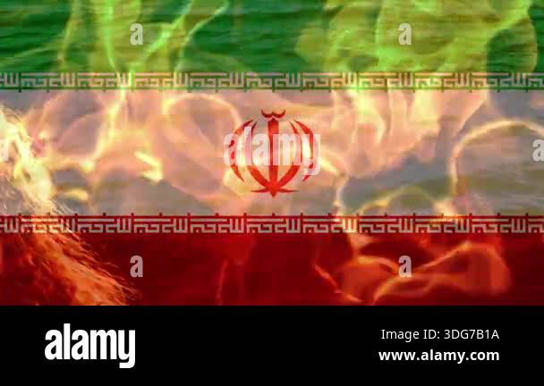 Anti-government protests in Iran 2026. Fire flag Iran background ...